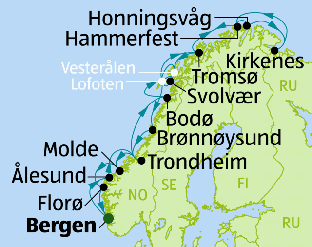 Kreuzfahrt | Hurtigruten Schiff | Norwegen - Klassische Postschiffroute ...